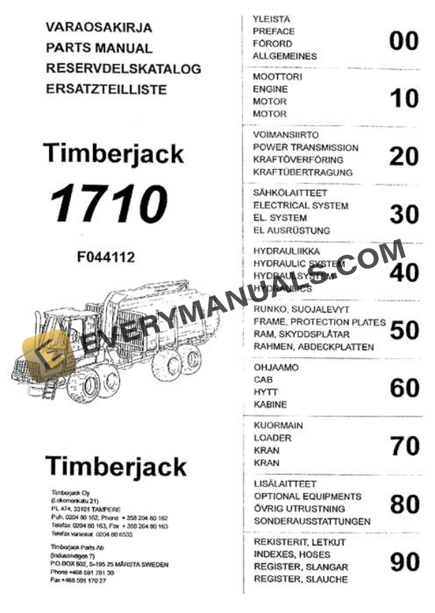 John Deere 1710 Forwarder Parts Catalog F044112