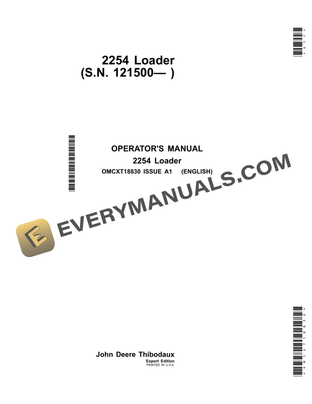 John Deere 2254 Loader Operator Manual OMCXT18830
