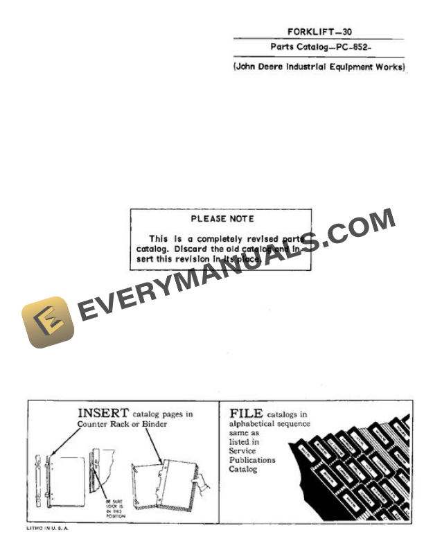 John Deere 30 Attachment Parts Catalog PC852