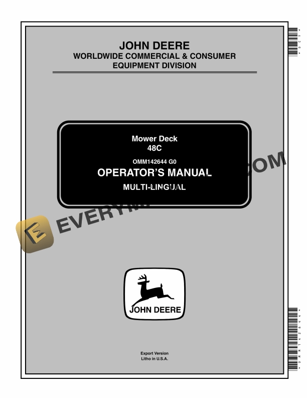 John Deere 48C Mower Decks Operator Manual OMM142644