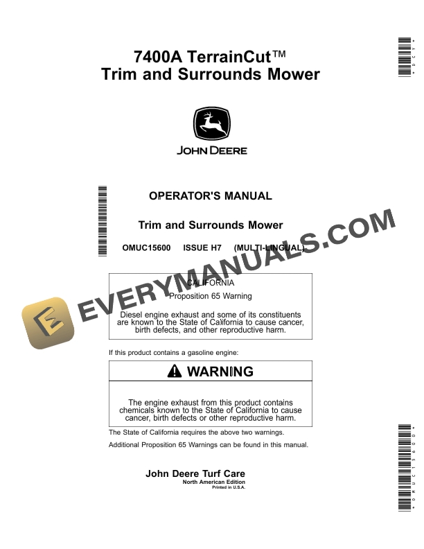John Deere 7400A TerrainCut Trim and Surrounds Mower Operator Manual ...