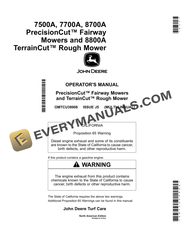 John Deere 7500A, 7700A, 8700A PrecisionCut Fairway Mowers and 8800A ...
