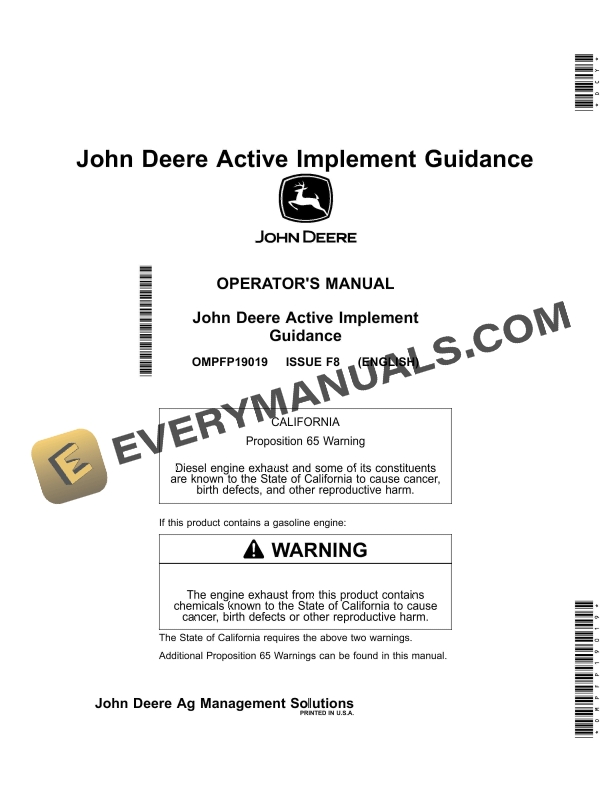 John Deere Active Implement Guidance Operator Manual OMPFP19019 John Deere Active Implement Guidance Operator Manual OMPFP19019