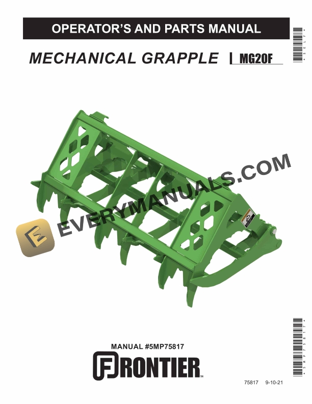 John Deere Frontier MG20F Mechanical Grapple Operator and Parts Manual ...