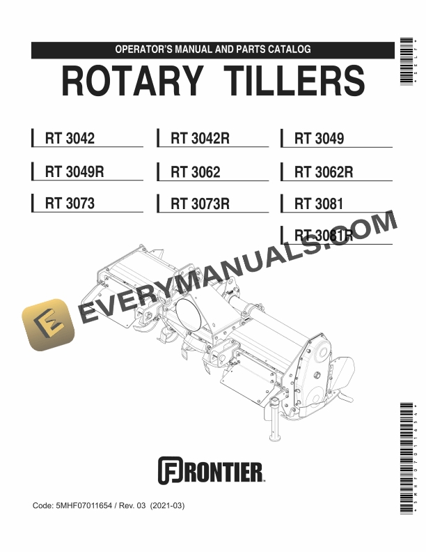 John Deere Frontier RT 3042 to RT 3049 Rotary Tillers Operator Manual ...