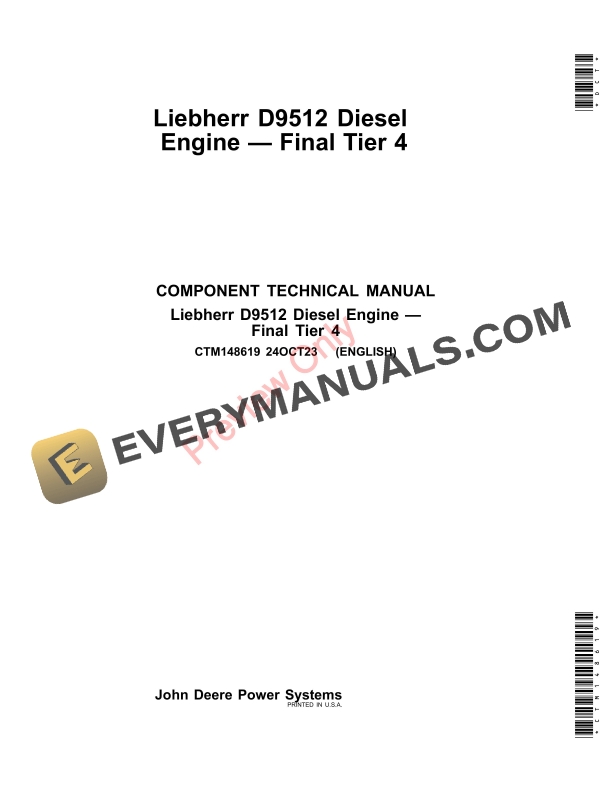 John Deere Liebherr D9512 Diesel Engine - Final Tier 4 Component ...