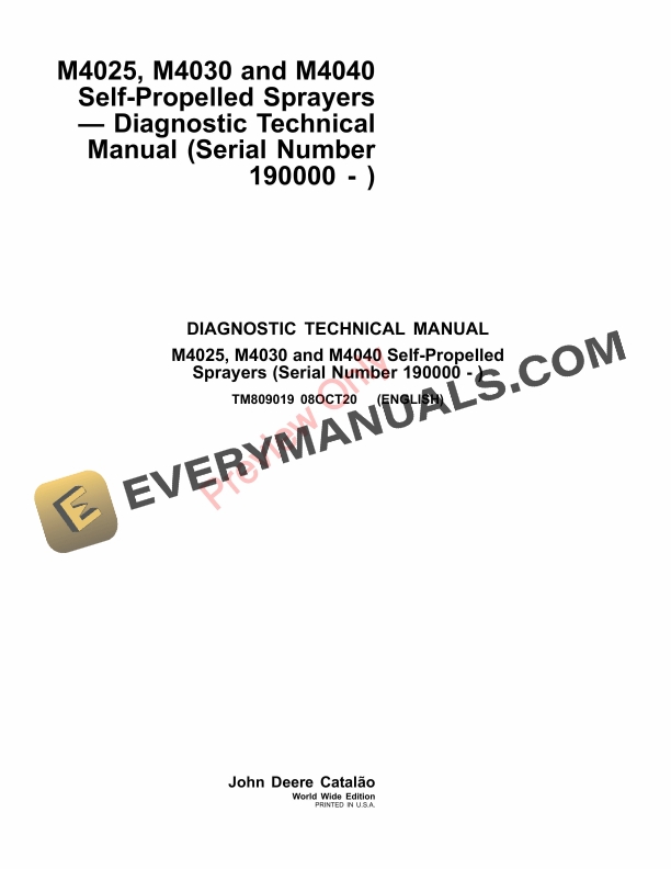 John Deere M4025, M4030 and M4040 Self-Propelled Sprayers (190000 ...