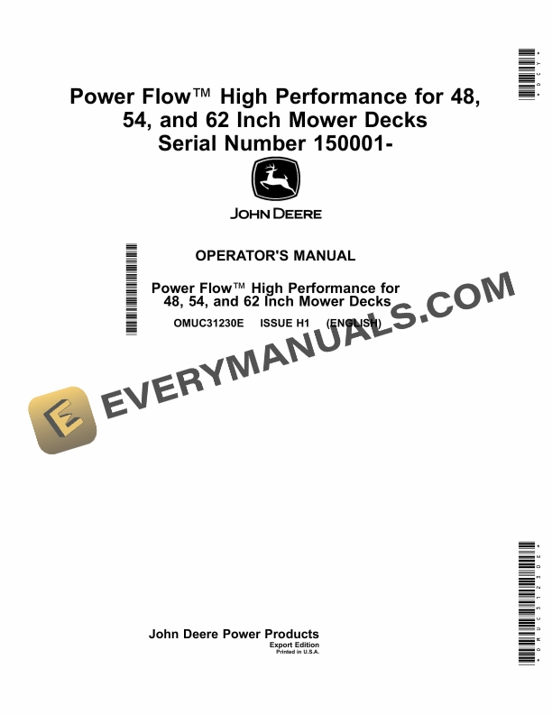 John Deere Power Flow High Performance For 48, 54, 62 Inch Mower Decks ...
