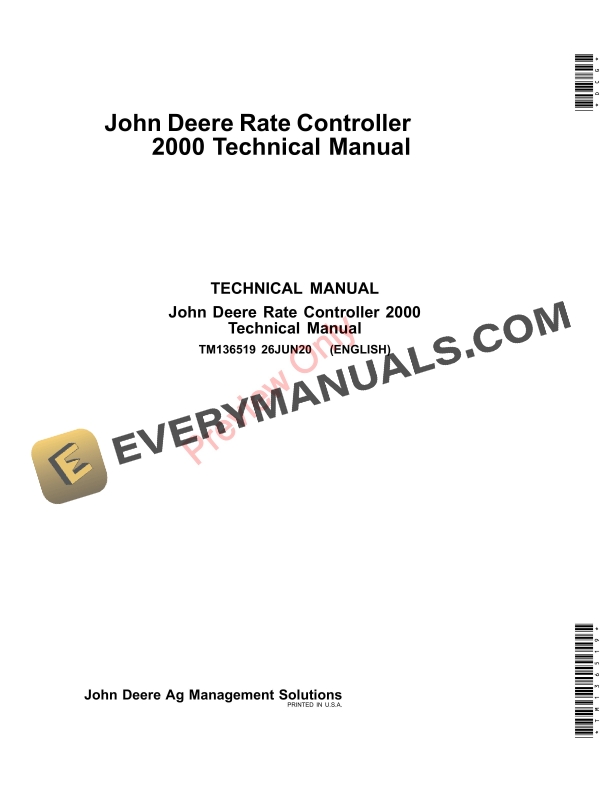 John Deere Rate Controller 2000 Technical Manual TM136519 26JUN20