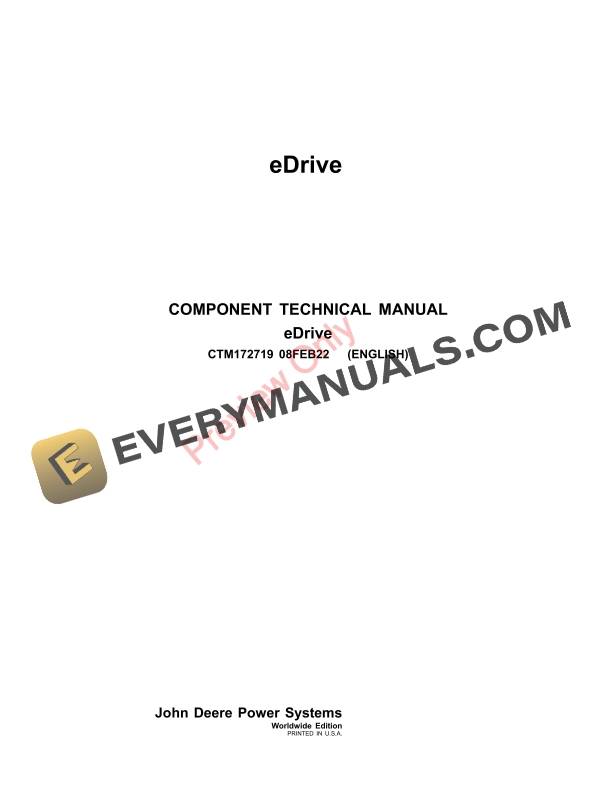 John Deere eDrive Component Technical Manual CTM172719 08FEB22