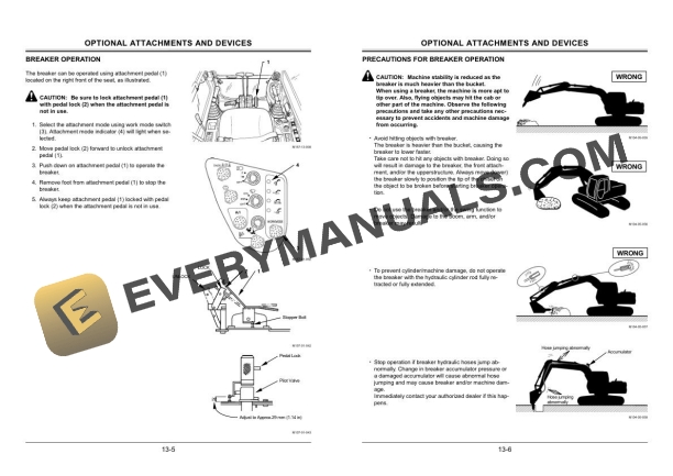 Hitachi EX160LC-5 Excavator Operator Manual EM13K-NA2-1