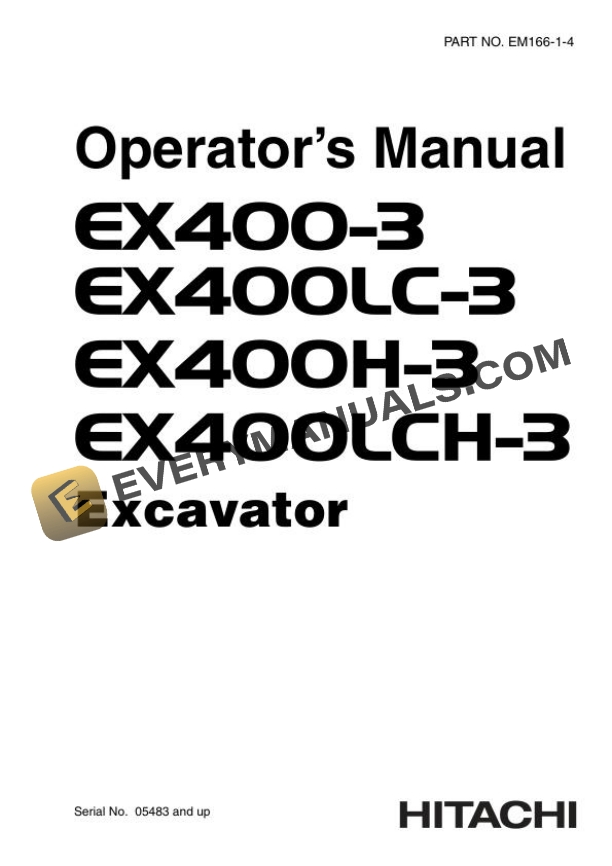 Hitachi EX60-3 Excavator Operator Manual EM10S-EN1-1