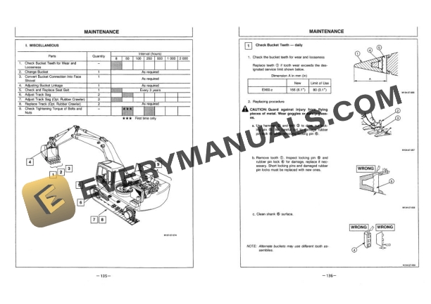 Hitachi EX60-2 Excavator Operator Manual EM10K-1-2