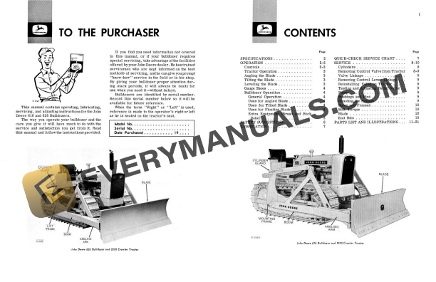 John Deere 616 626 Bulldozer Operator Manual OMU15835