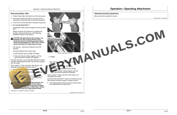 John Deere RT52 RT66 Rotary Tiller Operator Manual OMT229529