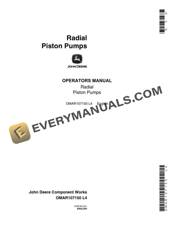 John Deere Radial Piston Pump Operator Manual OMAR107150