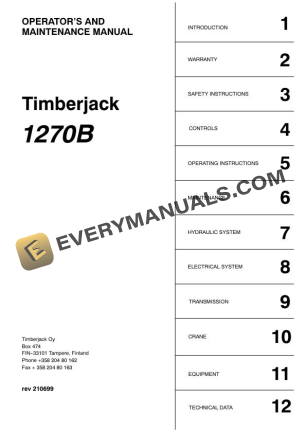John Deere Timberjack 1270B Operator and Maintenance Manual F056649