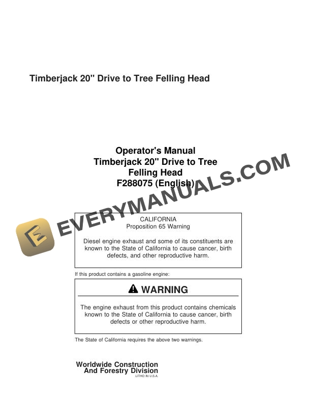 John Deere Timberjack 20 inch Drive to Tree Felling Head Operator ...