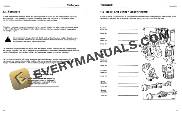 John Deere Timberjack 560 660 Skidder Operator Manual F278465