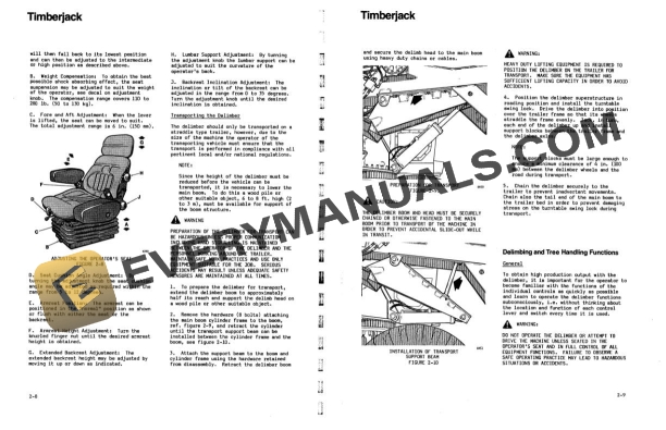 John Deere Timberjack C90 Delimber Operator Manual 8046911