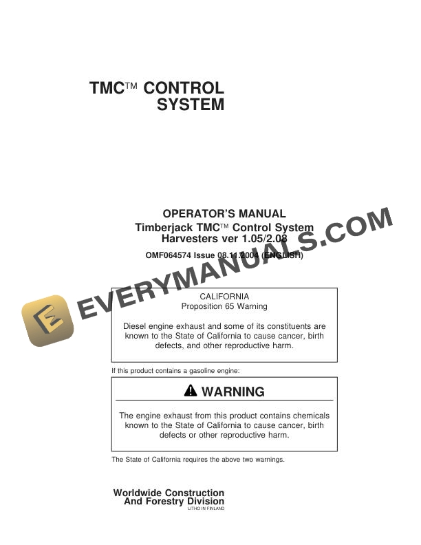 John Deere Timberjack TMC Control System Harvester ver 1.05, 2.08 ...