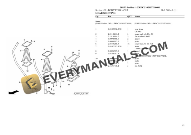Deutz-Fahr 5085D Ecoline (ZKDCU10200TD10001) Tractor Parts Catalog PDF