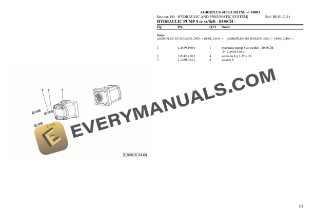 Deutz-Fahr AGROPLUS 410 ECOLINE (10001) Tractor Parts Catalog PDF