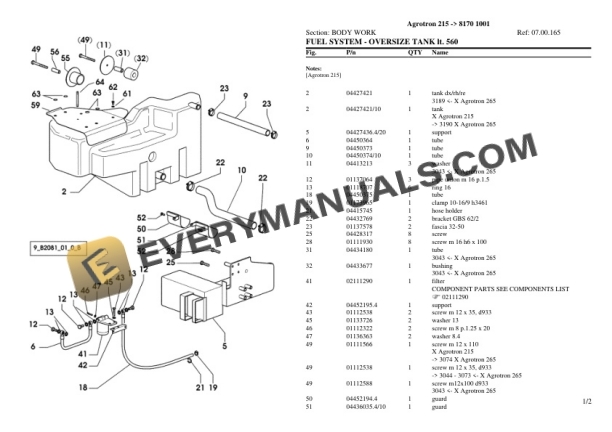 Deutz-Fahr Agrotron 215 (8170 1001) Tractor Parts Catalog PDF