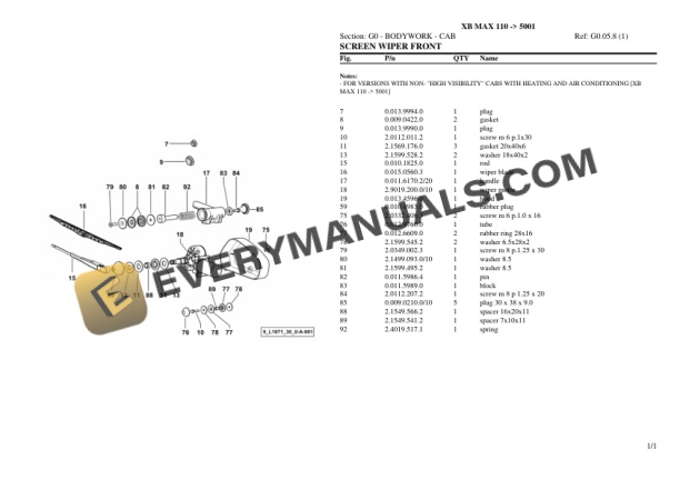 Hurlimann XB MAX 110 (5001) Tractor Parts Catalog PDF