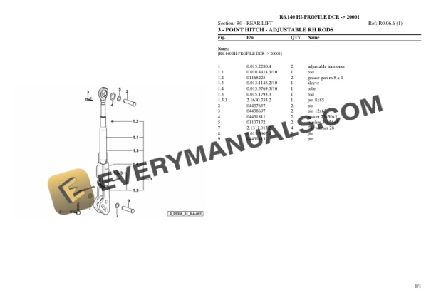 Lamborghini R6.140 HI-PROFILE DCR (20001) Tractor Parts Catalog PDF