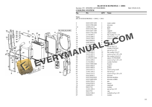 Lamborghini R6.185 DCR HI-PROFILE (20001) Tractor Parts Catalog PDF