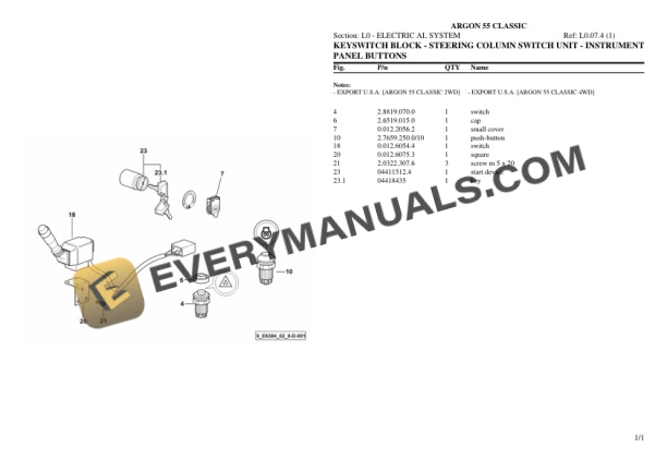 Same ARGON 55 CLASSIC Tractor Parts Catalog PDF