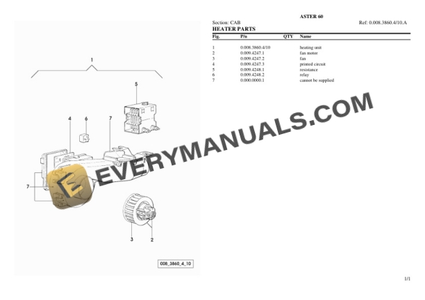 Same ASTER 60 Tractor Parts Catalog PDF