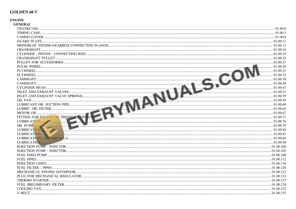 Same GOLDEN 60 V Tractor Parts Catalog PDF