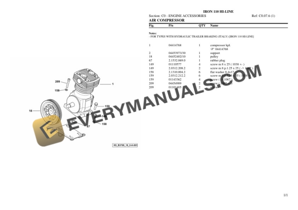 Same IRON 110 HI-LINE Tractor Parts Catalog PDF
