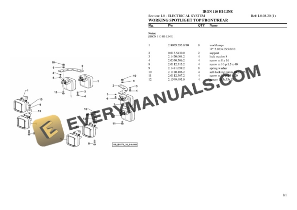 Same IRON 110 HI-LINE Tractor Parts Catalog PDF