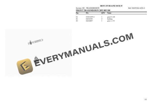 Same IRON 155 HI-LINE DCR 4V Tractor Parts Catalog PDF