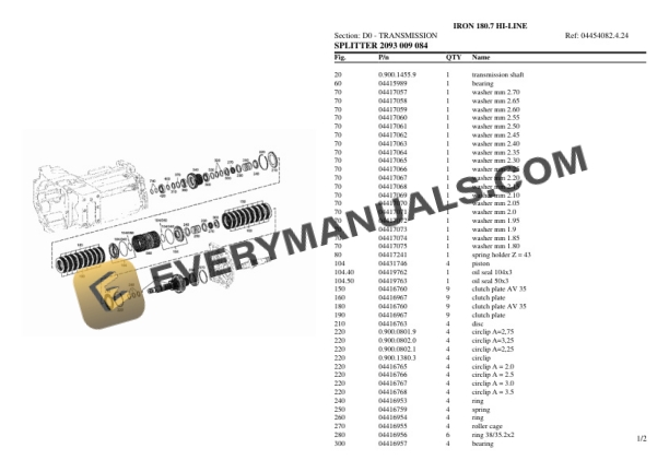 Same IRON 180.7 HI-LINE Tractor Parts Catalog PDF