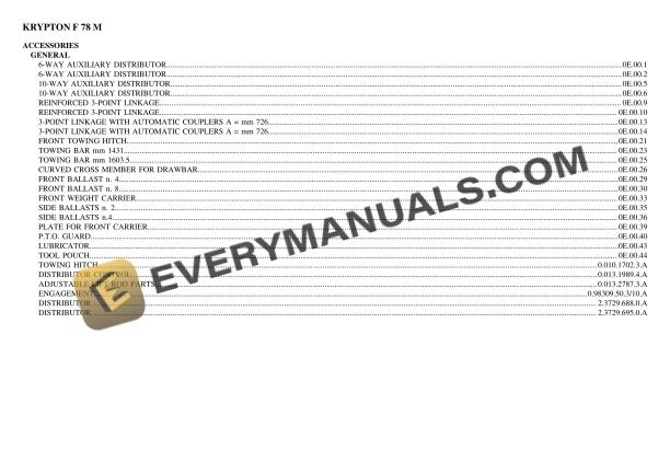 Same KRYPTON F 78 M Tractor Parts Catalog PDF