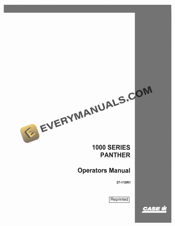 Case 1000 Series Panther Operator Manual 37-110R1 PDF