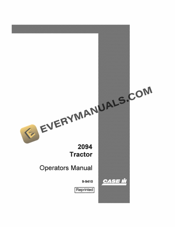 Case 2094 Tractor Operator Manual 9-9410. PDF