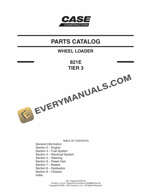 Case 821E Tier 3 Wheel Loader Parts Catalog 87659896EN-US PDF