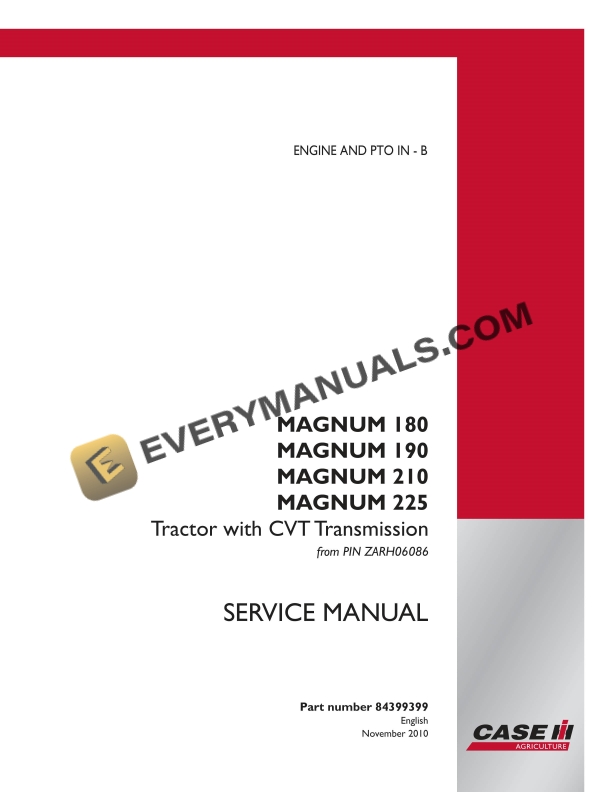 Case Magnum 180, 190, 210, 225 Tractor with CVT Transmission Service ...