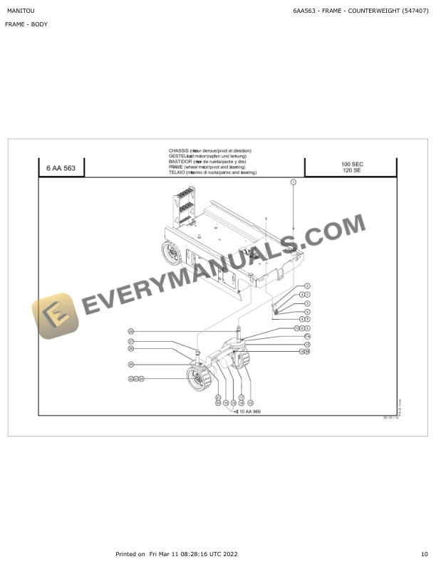 Manitou 100 SEC Parts Manual 547407