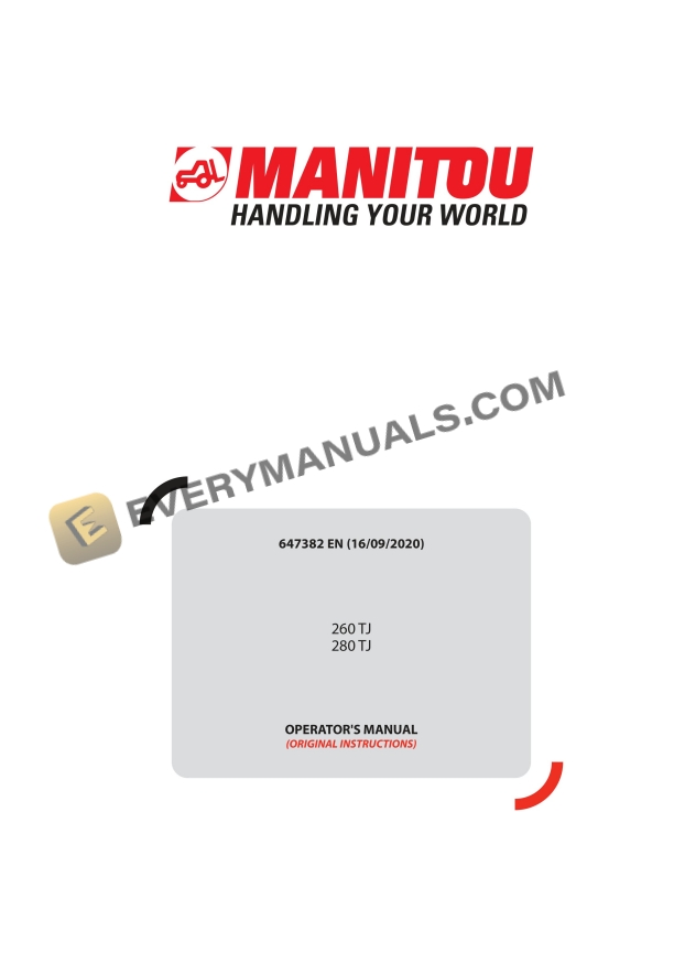 Manitou 260 TJ, 280 TJ Operator Manual 647382EN