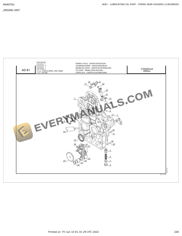 Manitou MLT 741-100 ST3B, MLT 741-120 ST3B, MLT 741-120 PS ST3B Parts Manual 647444