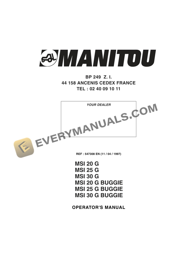 Manitou MSI 20, MSI 25, MSI 30, MSI 20 BUGGIE, MSI 25 BUGGIE, MSI 30 ...