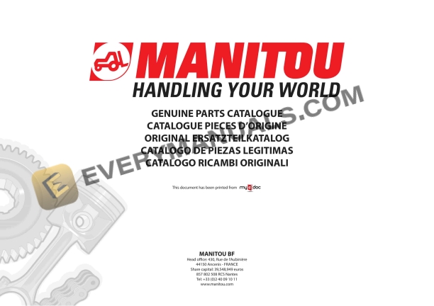 Manitou MT 1135 H ST3B, MT 1335 H ST3B Parts Catalog 647105
