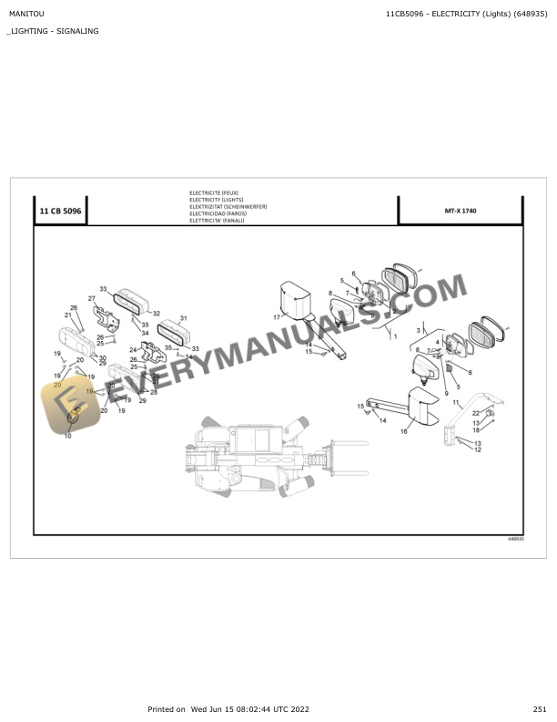 Manitou MT-X 1740 Parts Manual 648935